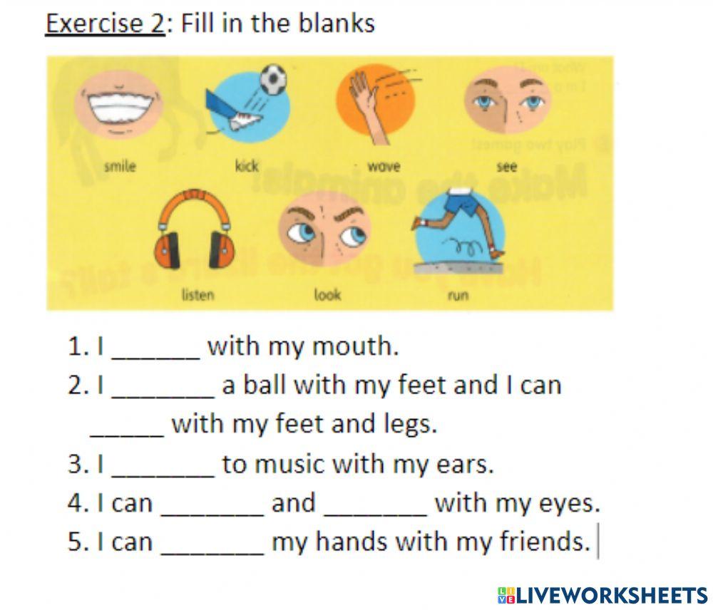 Body part interactive worksheet for 3 | Live Worksheets