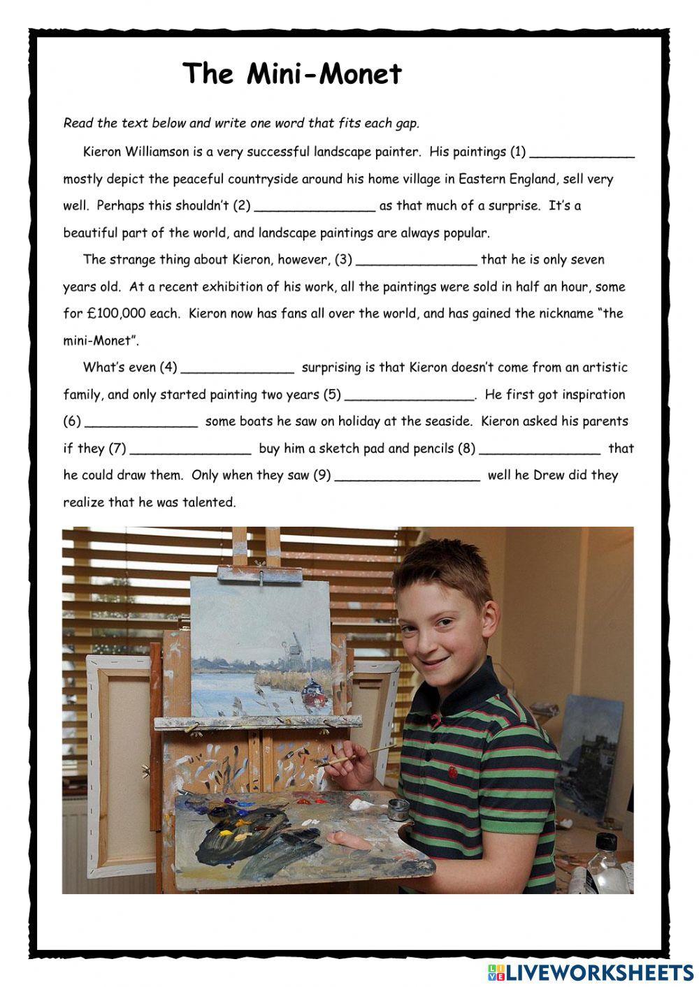 The Mini Monet … | Free Interactive Worksheets | 1100960