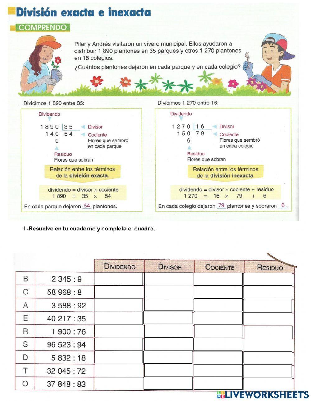 División online exercise for 5to de primaria | Live Worksheets