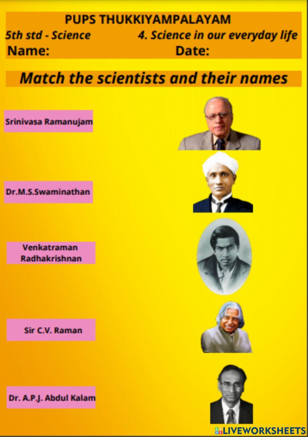 Scientists 1101340 | Meenumathu | LiveWorksheets