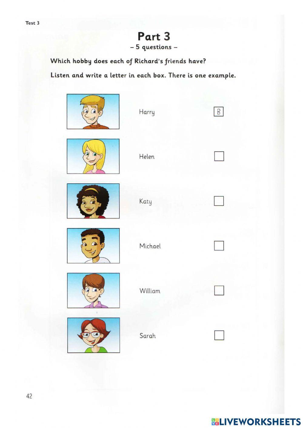 Flyers 2 - Test 3 - Listening online exercise for | Live Worksheets