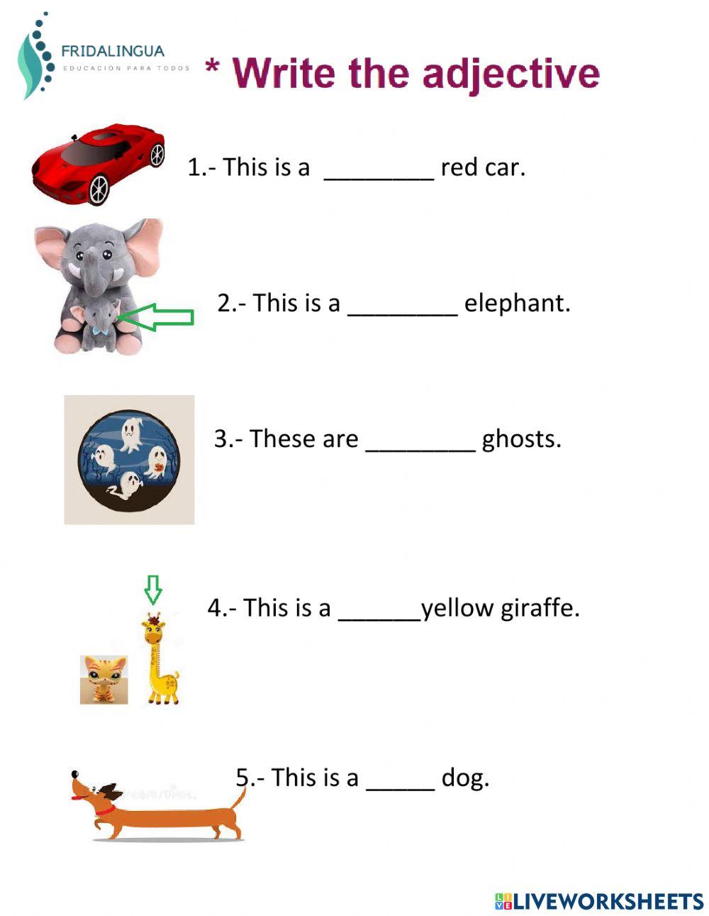 Adjectives and nouns online activity | Live Worksheets