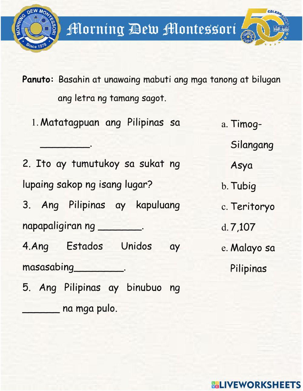 Q1L3: Hangganan ng Teritoryo ng Pilipinas online exercise for | Live ...