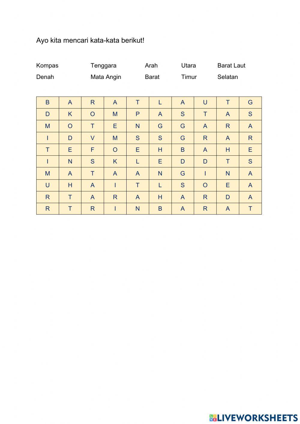 Arah Mata Angin Online Activity Live Worksheets