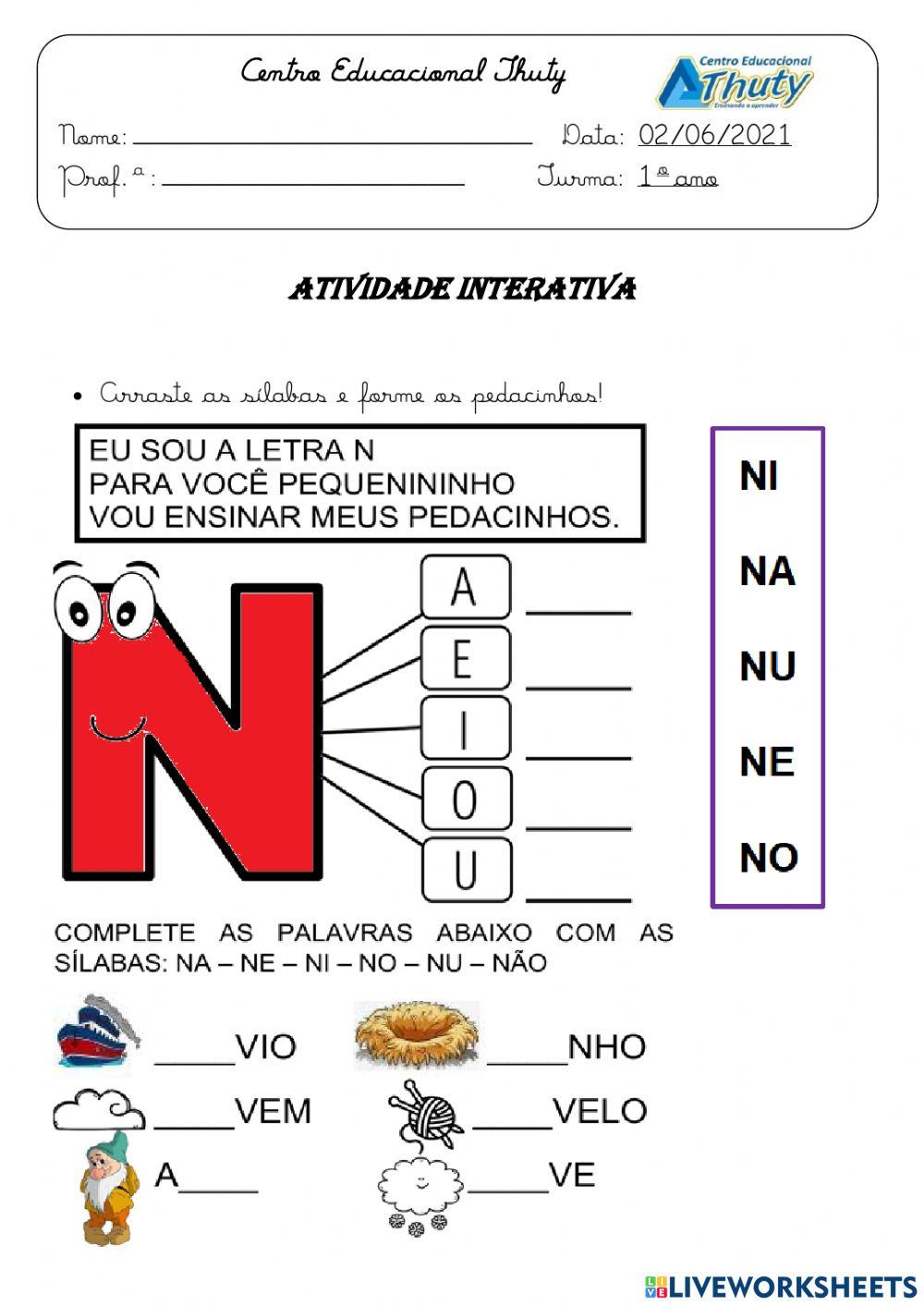 ATIVIDADE LETRA N - Educa Market