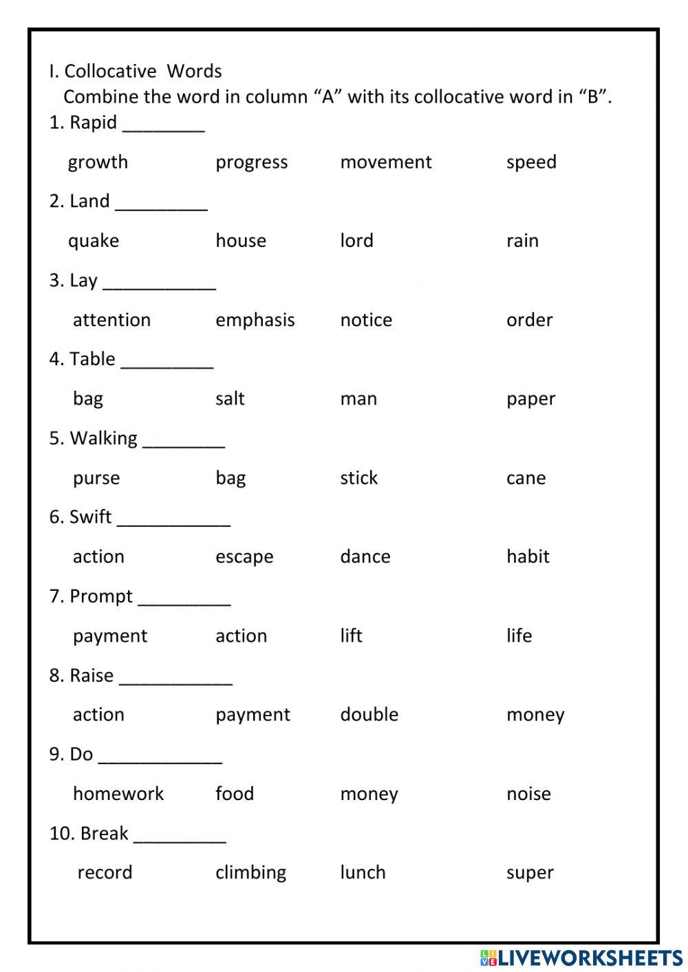 Collocative Words 1054285 | VIJAYAPRAKASHADS