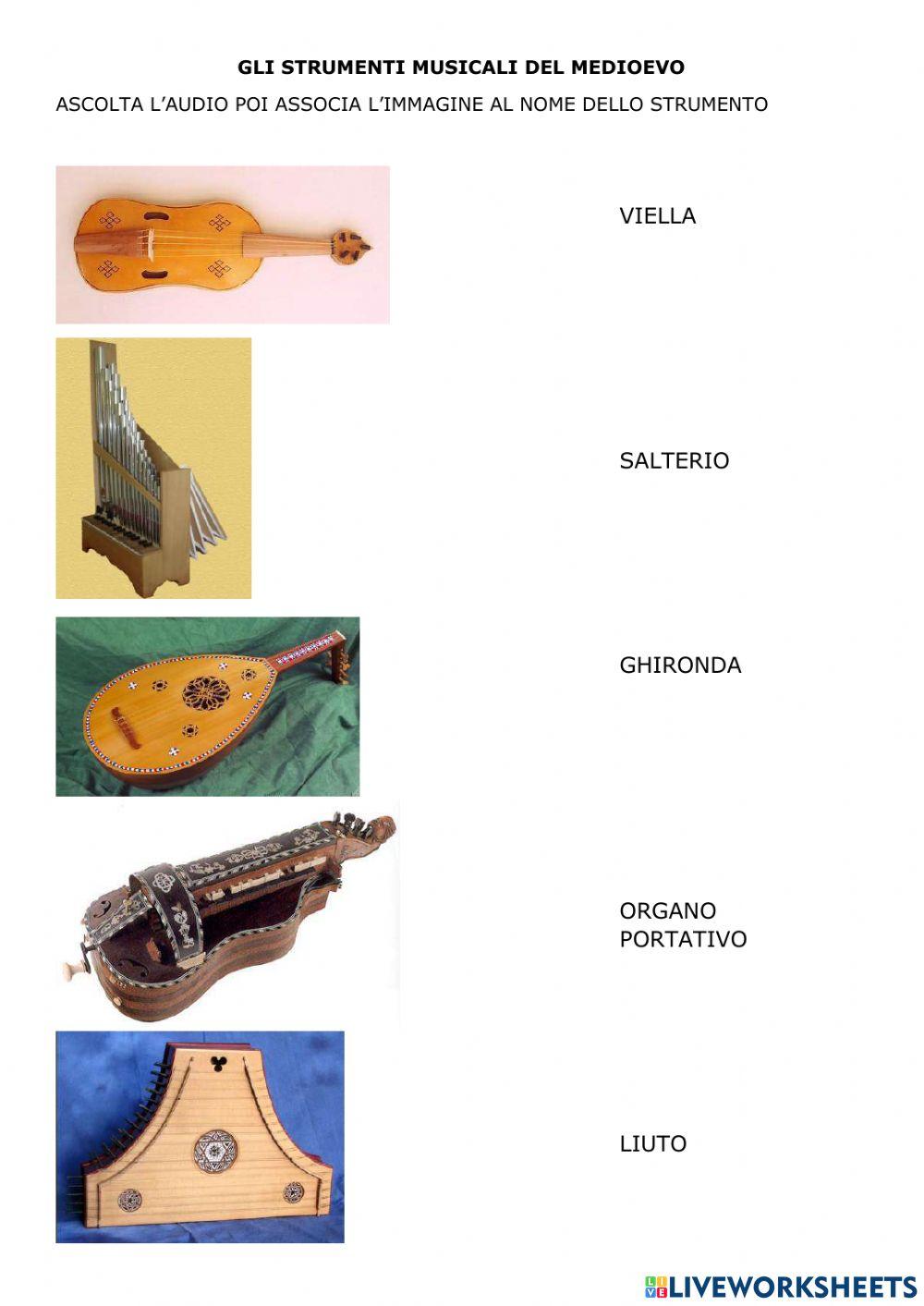 Strumenti musicali medievali worksheet | Live Worksheets