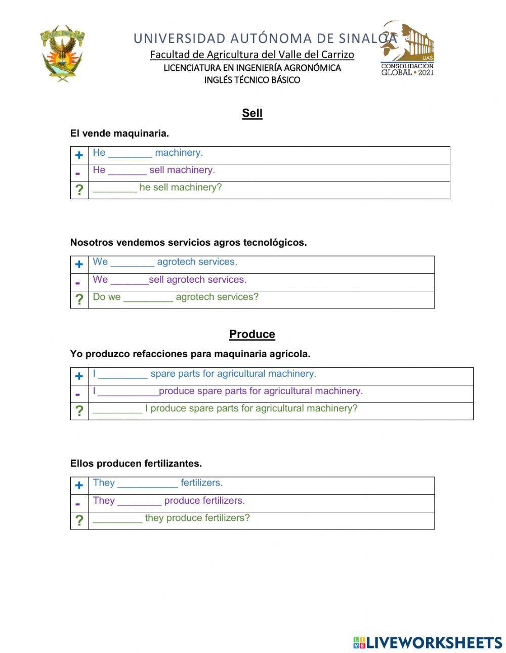 Practica presente simple | LiveWorksheets | 1055105
