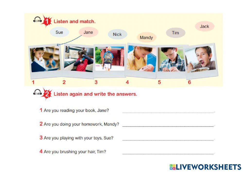 Present continuous online exercise for 2º | Live Worksheets