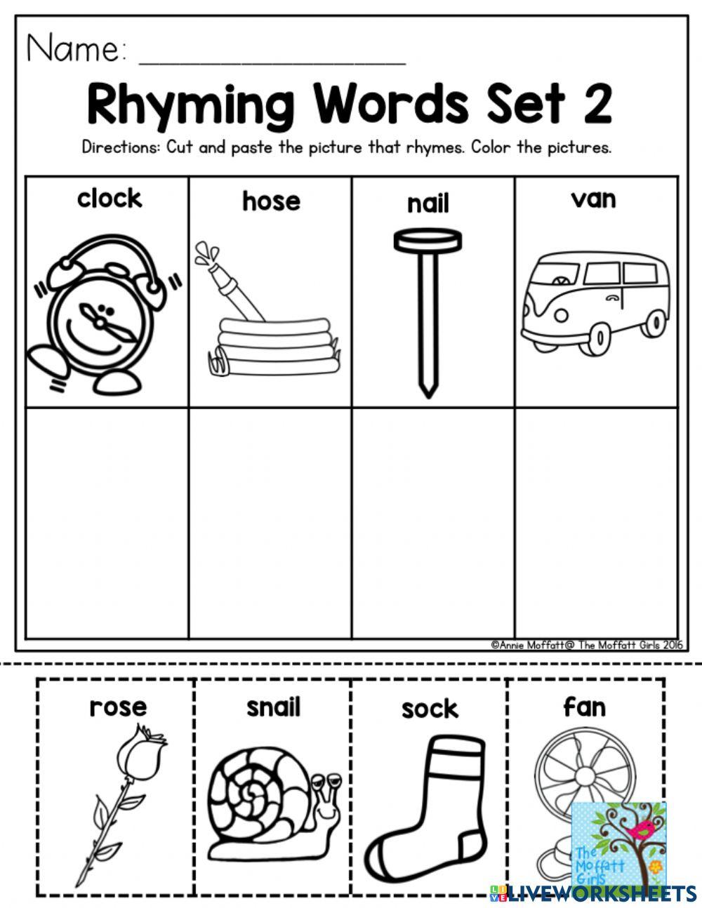 Rhyming Words online exercise for | Live Worksheets