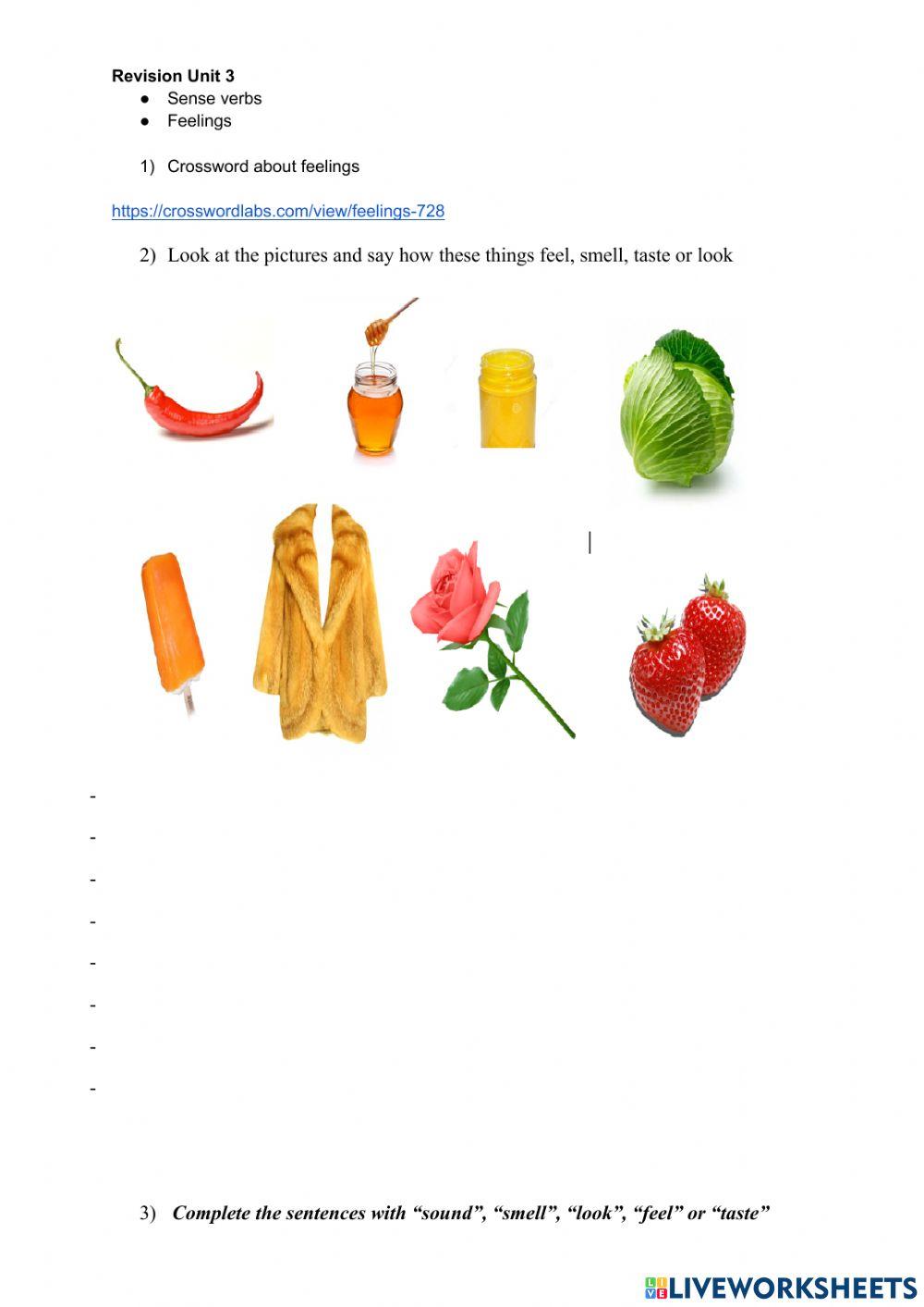 Sense verbs and feelings worksheet | Live Worksheets