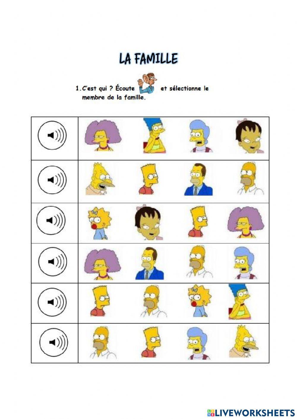 La Famille Simpson (Vocabulaire) online exercise for | Live Worksheets