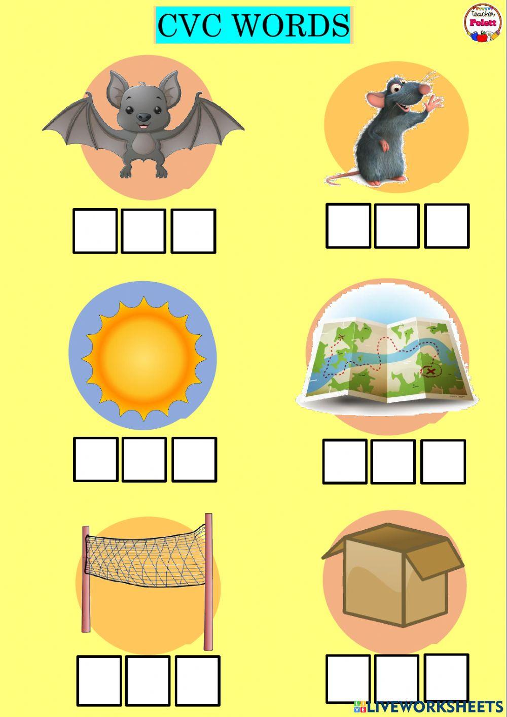 Cvc words worksheet for KINDER | Live Worksheets