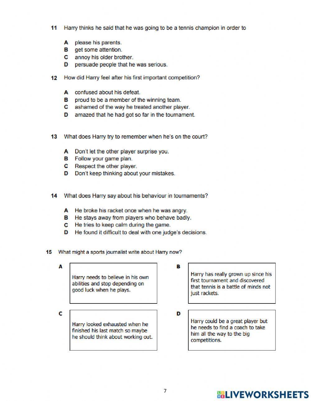 Mock b1 READING… | Free Interactive Worksheets | 1101963