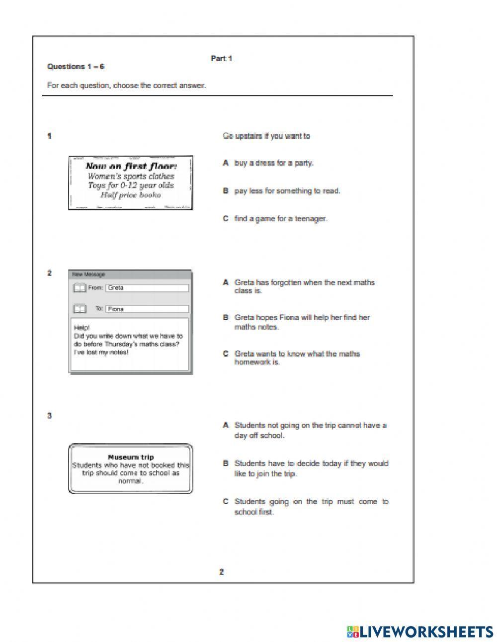 KEY Reading test 1102063 | ncdc2021 | Live Worksheets