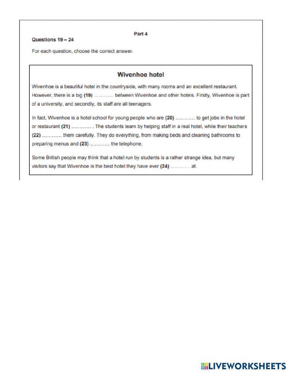 KEY Reading test 1102063 | ncdc2021 | Live Worksheets