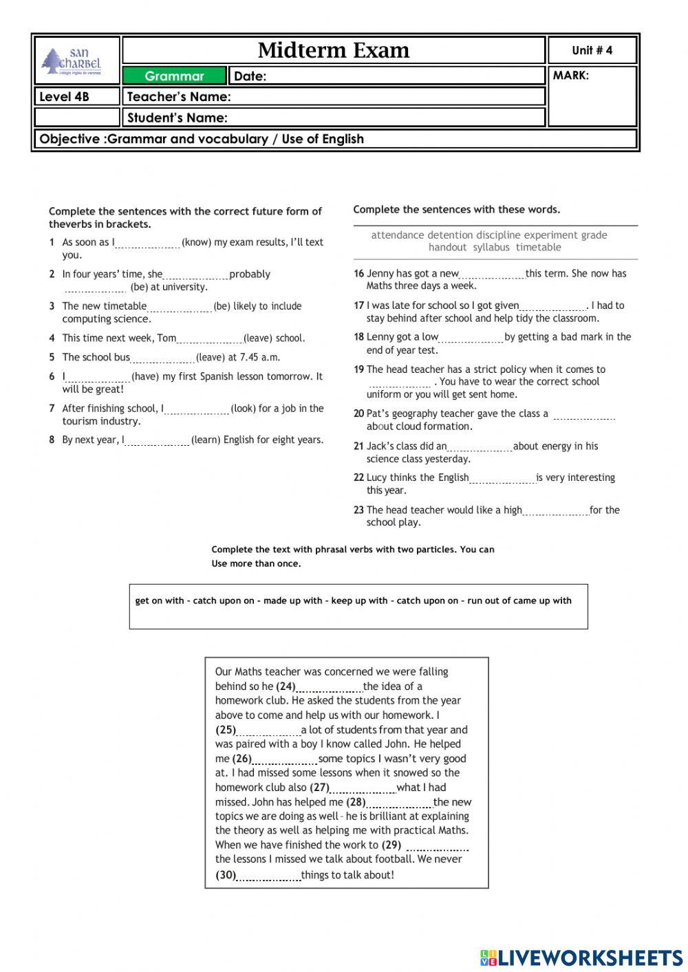 1102054 | Midterm exam b2 | Jenny Ochoa | LiveWorksheets