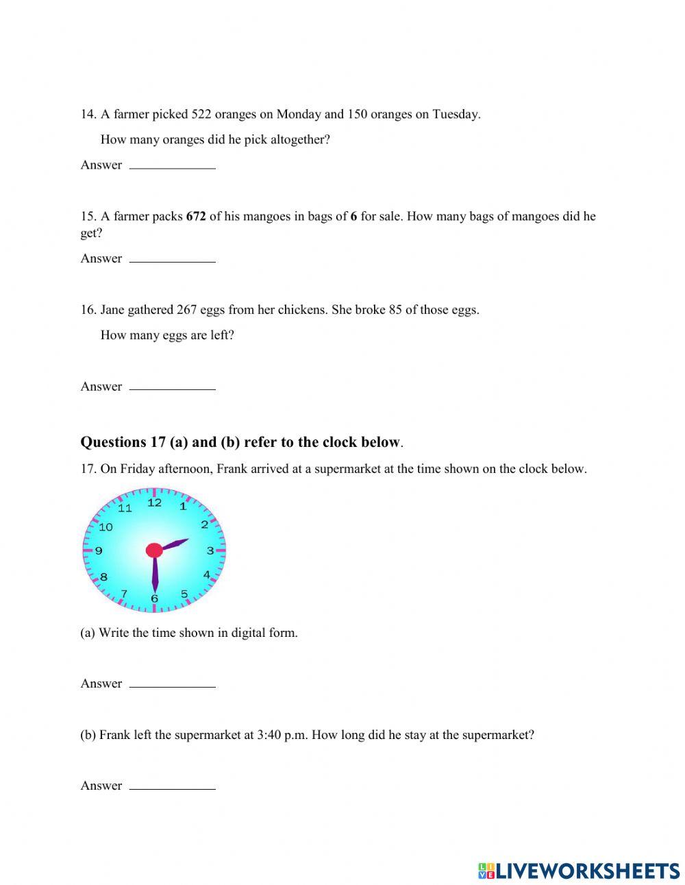 Standard 3 Mrs… | Free Interactive Worksheets | 3108930