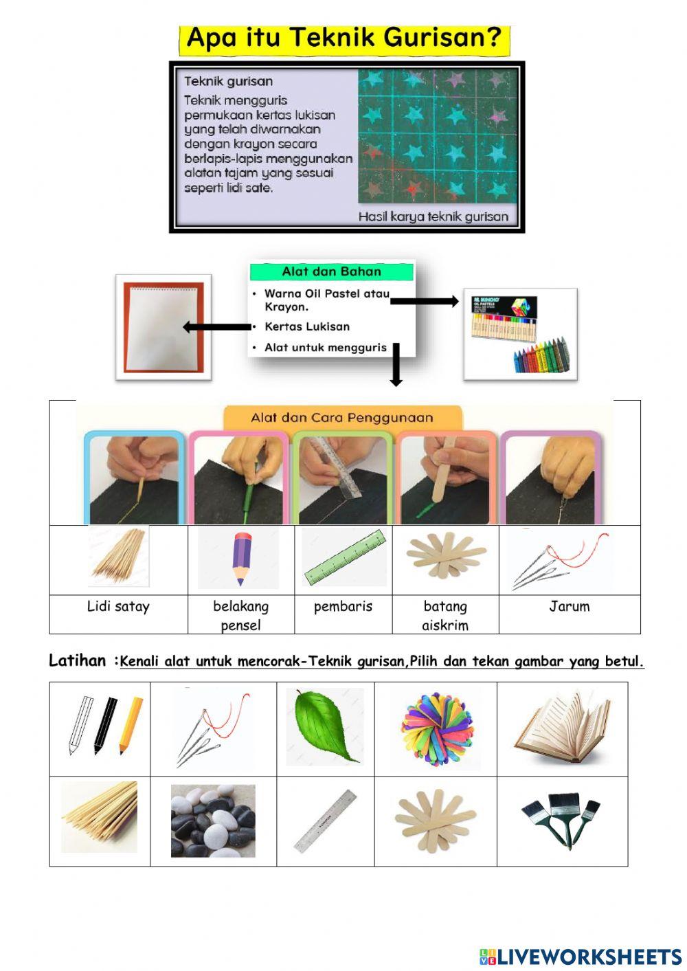 Teknik gurisan interactive worksheet | Live Worksheets