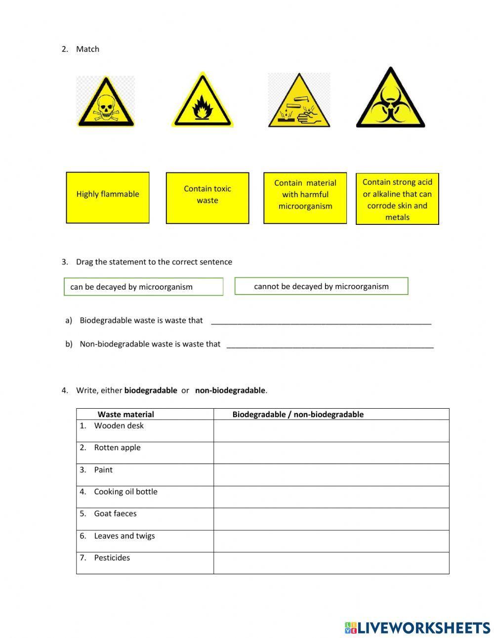 Science Waste m… | Free Interactive Worksheets | 1102620