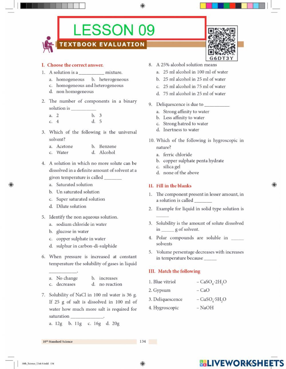 10 sci em l 09 worksheet | Live Worksheets