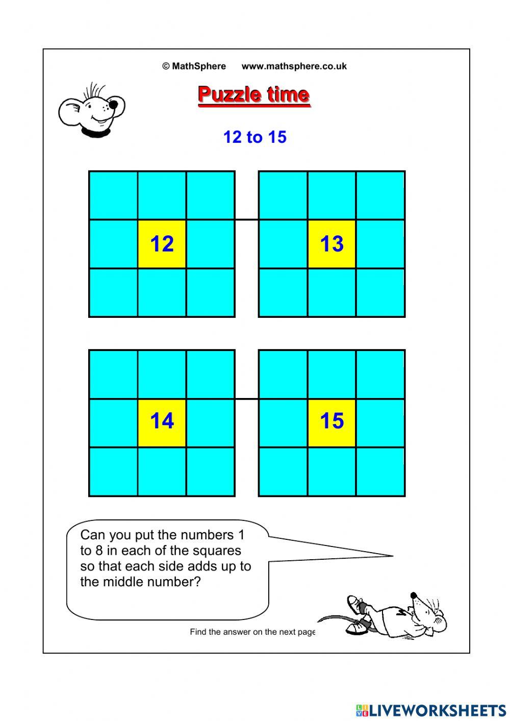 Math puzzles online exercise for | Live Worksheets