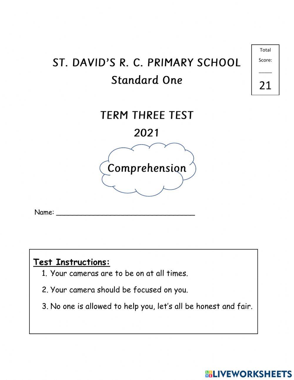 Standard 1 Comp… | Free Interactive Worksheets | 1102870