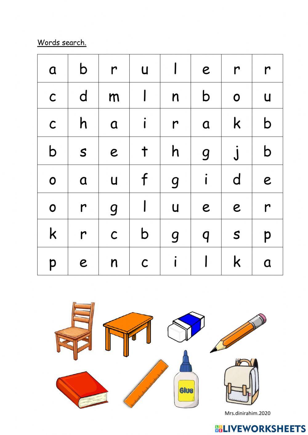 At school interactive exercise for year 1 | Live Worksheets