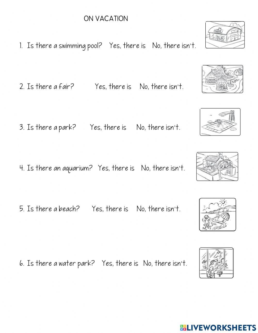 T2 Unit 6 on vacation worksheet | Live Worksheets