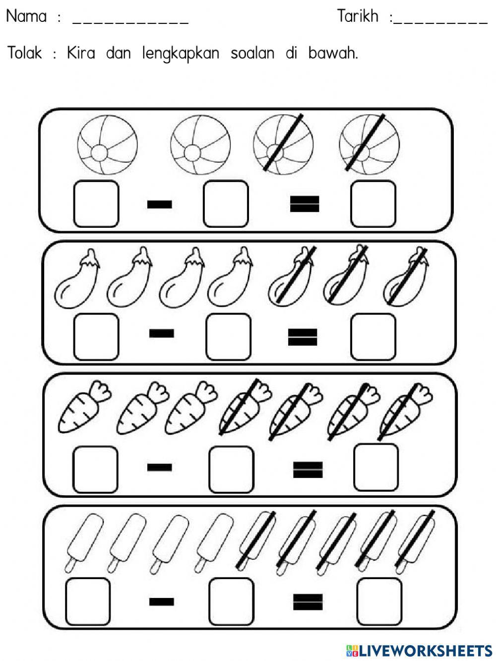 Tolak 3 worksheet | Live Worksheets