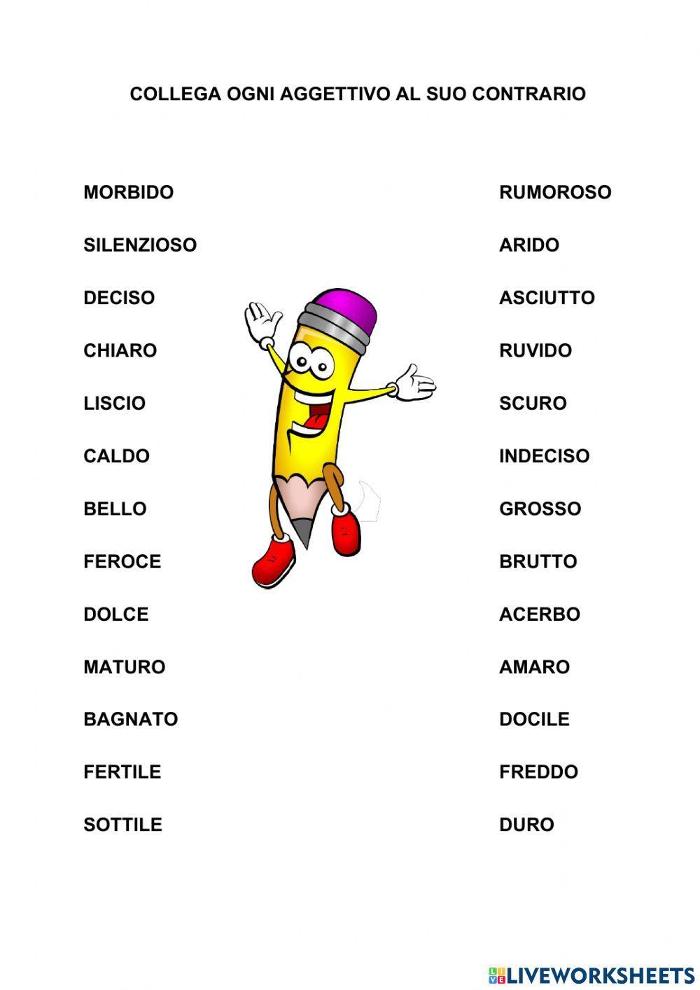Scegli l'aggettivo contrario worksheet | Live Worksheets