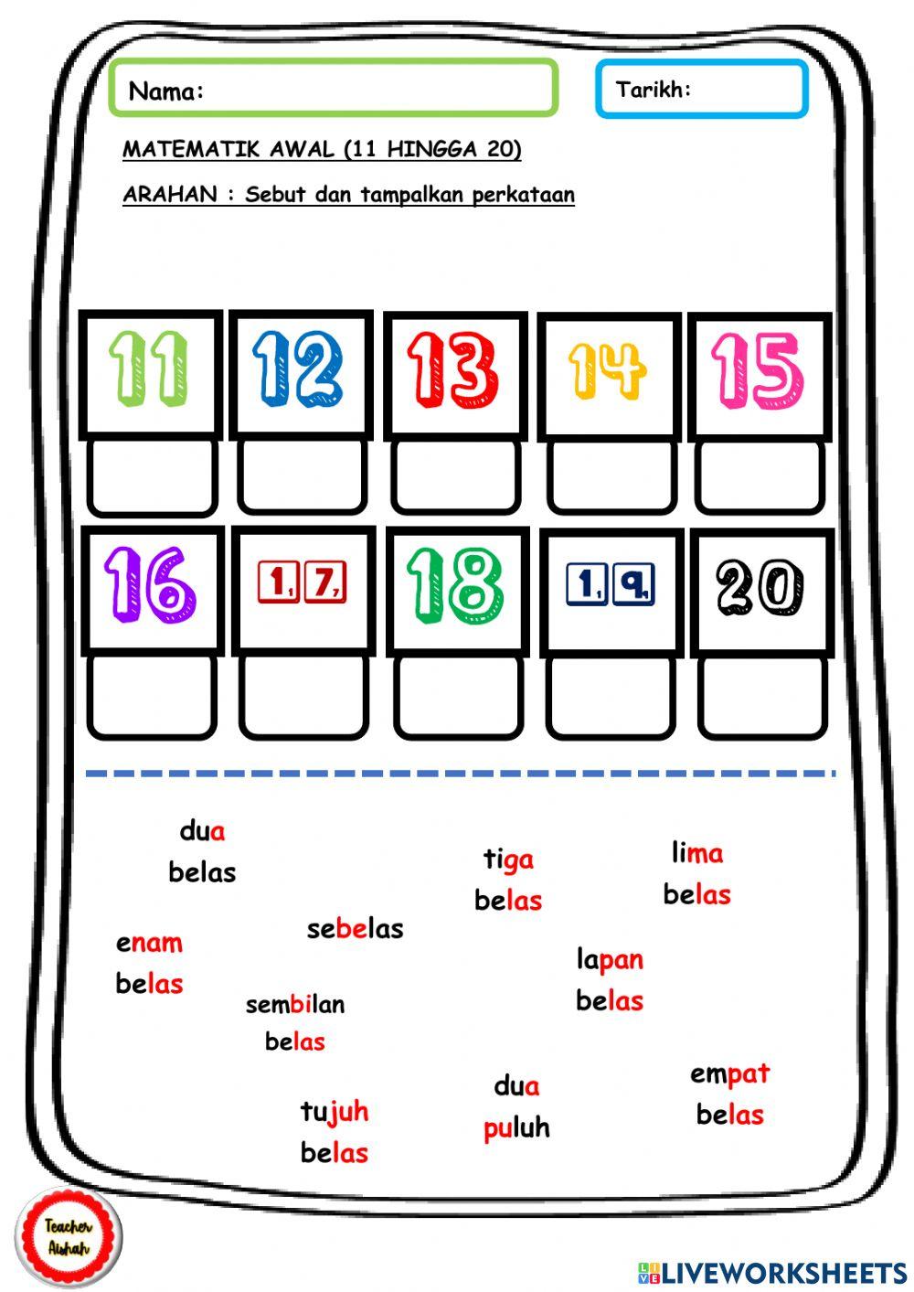 Nombor (Matematik Awal) worksheet | Live Worksheets