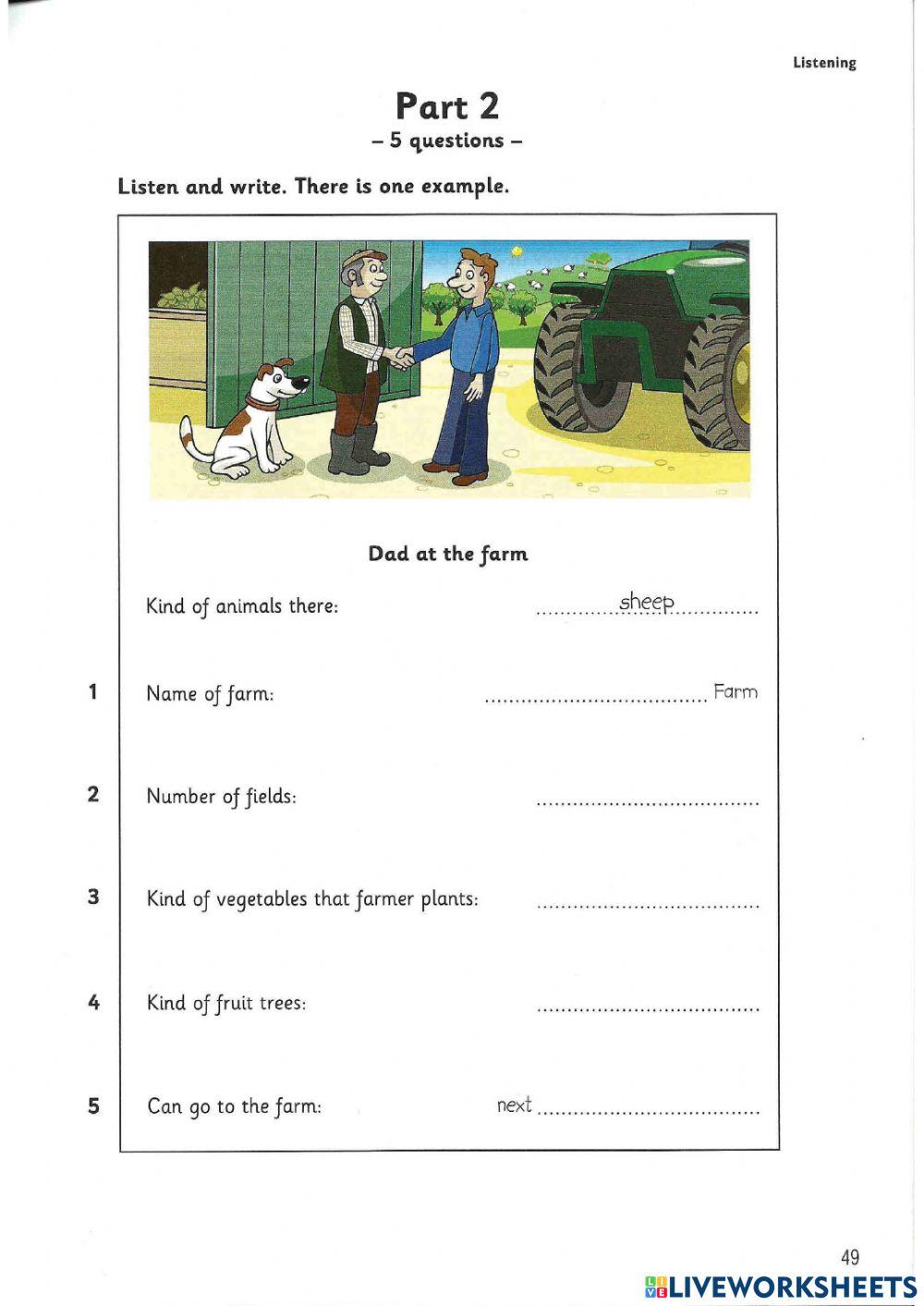 Movers 1 - List… | Free Interactive Worksheets | 3110545