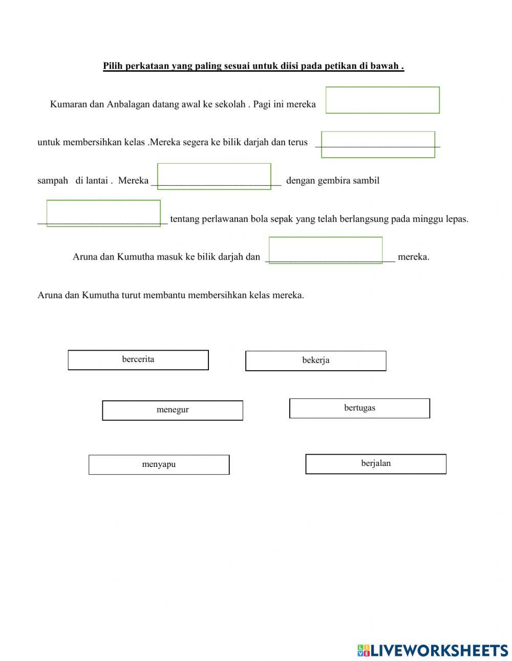 Bm kata kerja worksheet | Live Worksheets