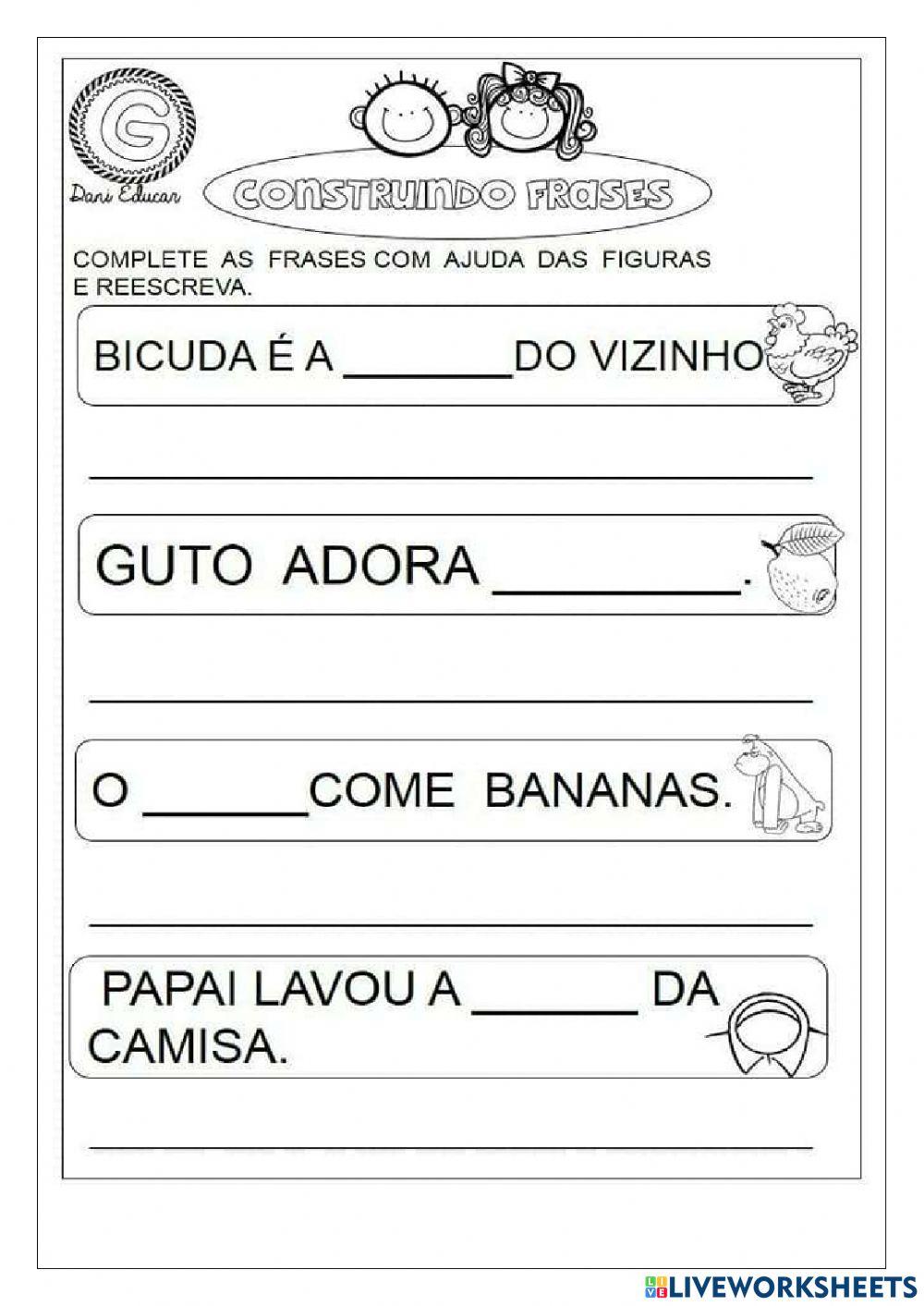 Texto com a letra f worksheet | Live Worksheets