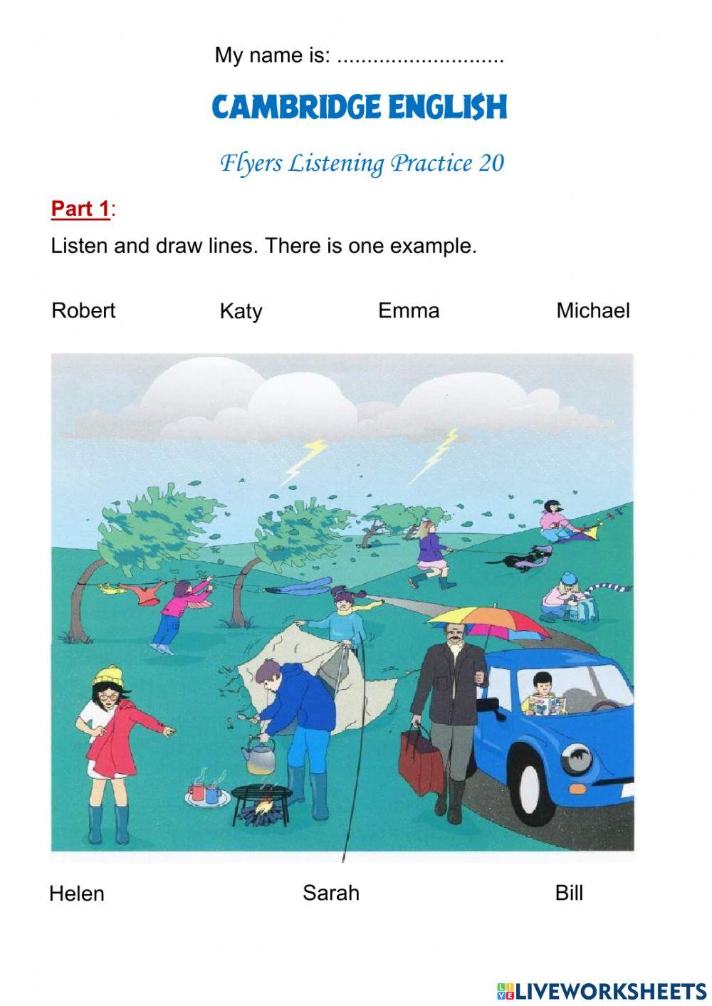 Flyers Listening Practice 20 | LiveWorksheets | 5067651
