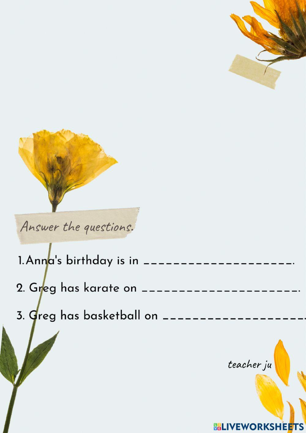 Year In Year Out page 36 activity | Live Worksheets