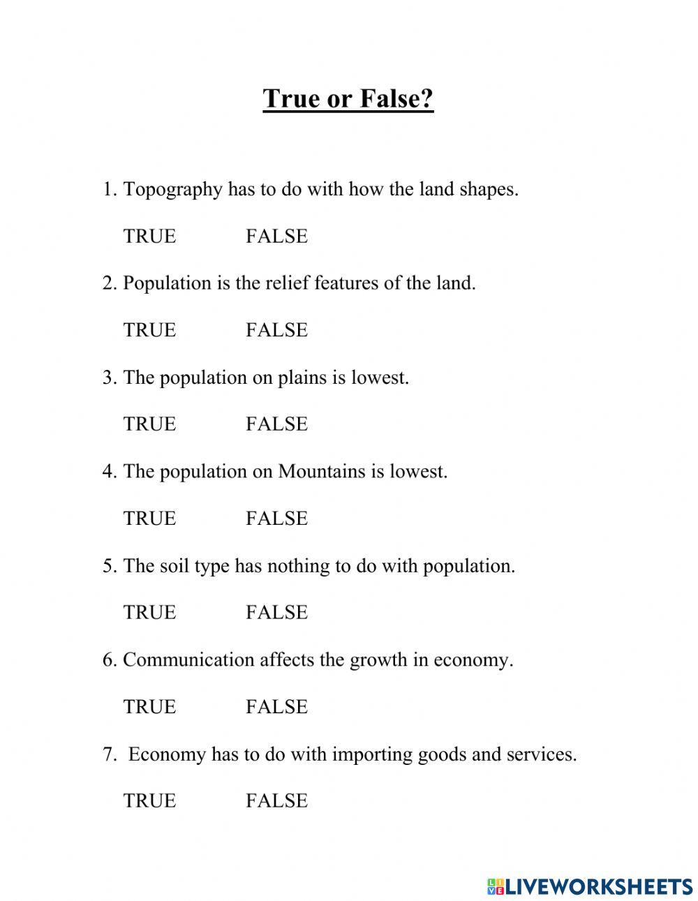 Grade 8 Social Studies Exam (Multiple Choice and True or False) online ...