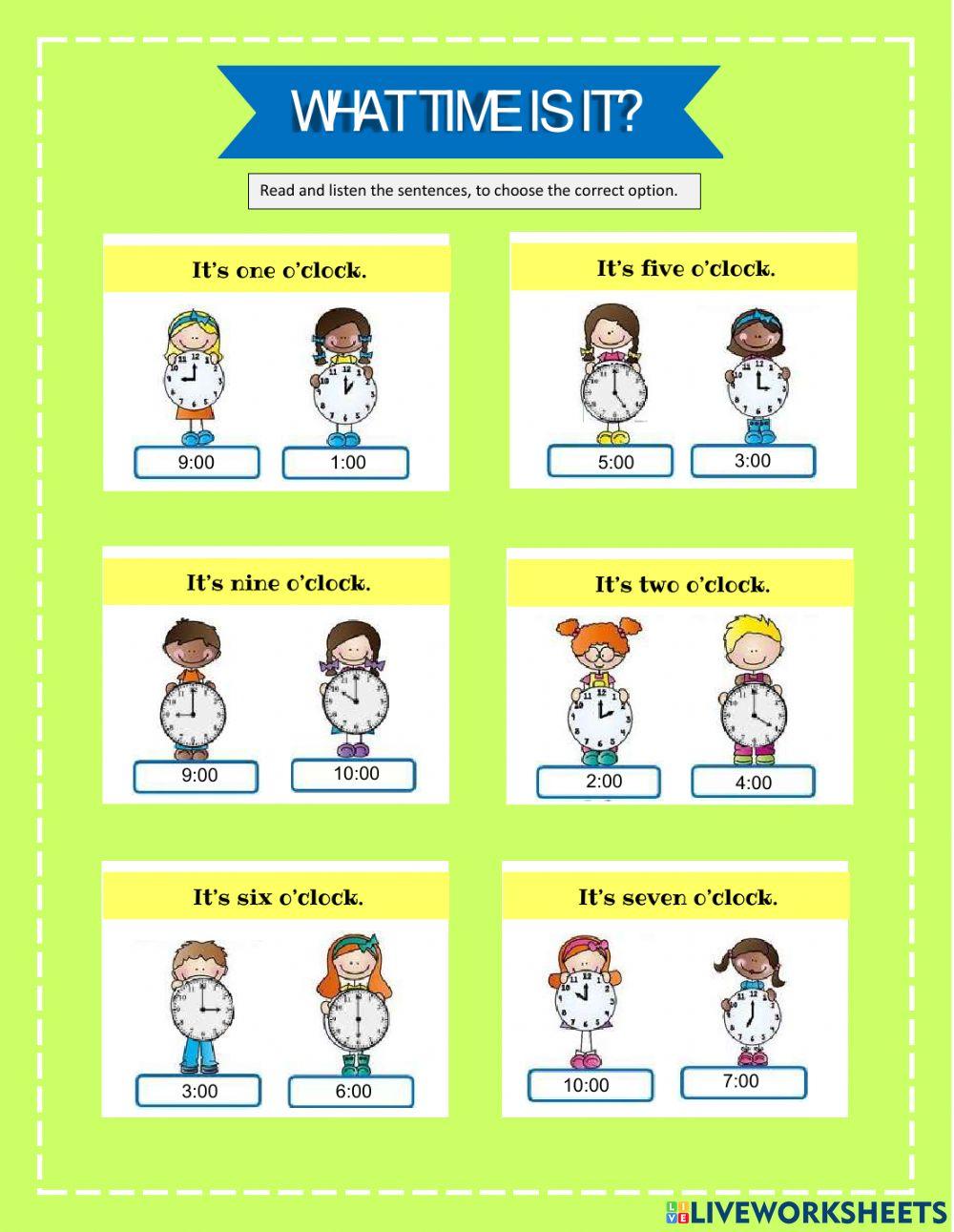 WHAT TIME IS IT? online exercise for | Live Worksheets