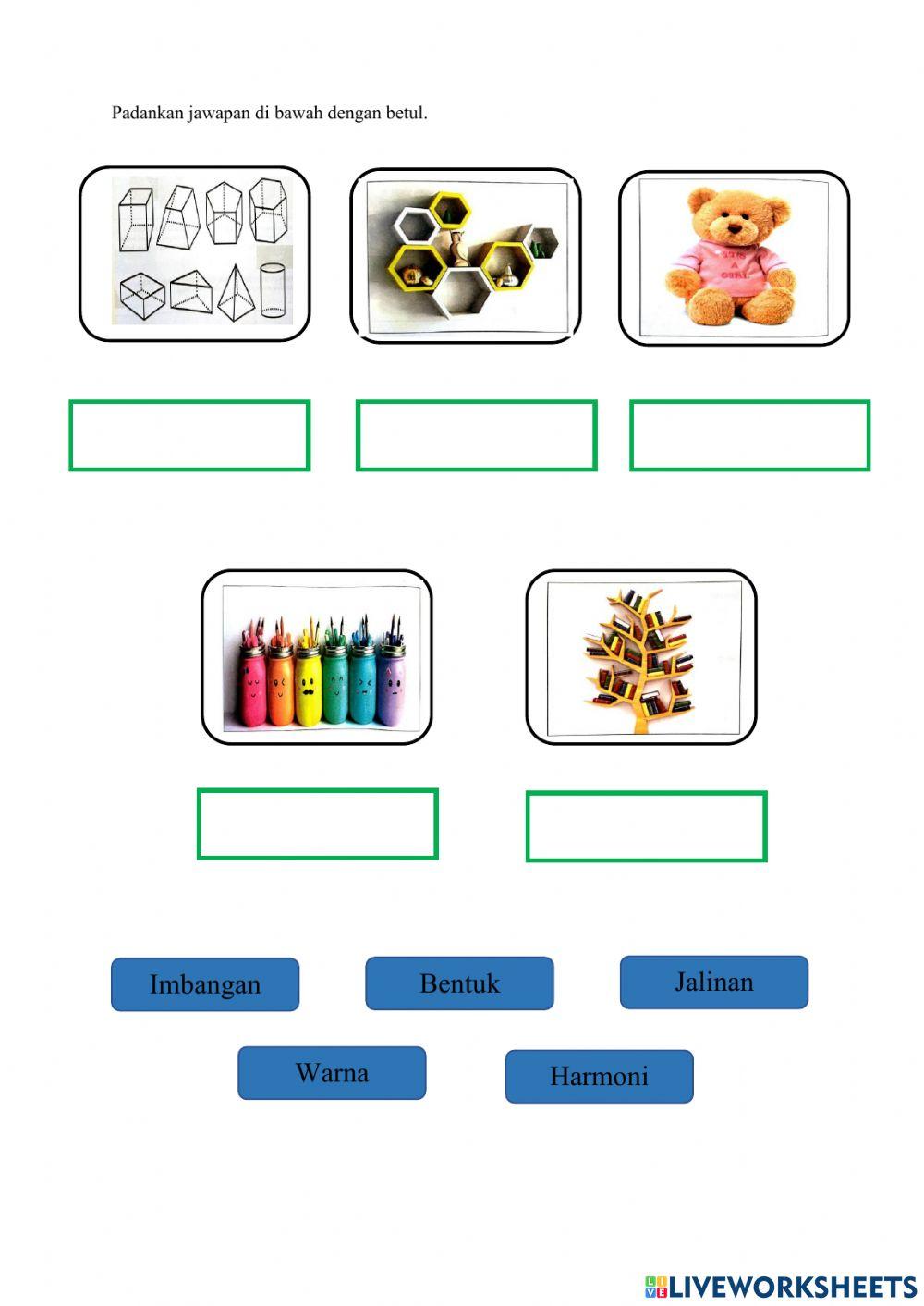 Unsur seni dan prinsip rekaan reka bentuk worksheet | Live Worksheets