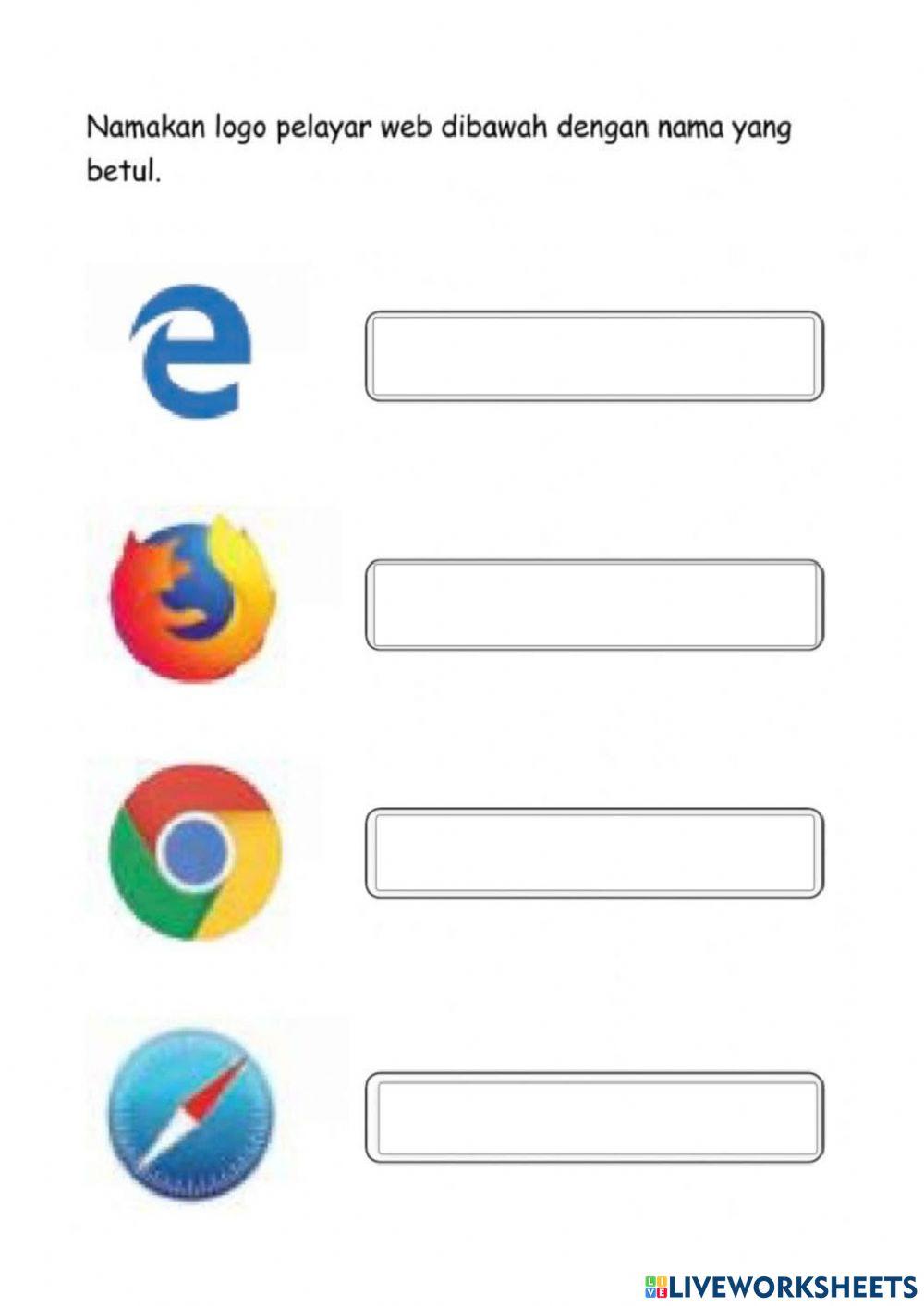 Pelayar Web Internet worksheet | Live Worksheets