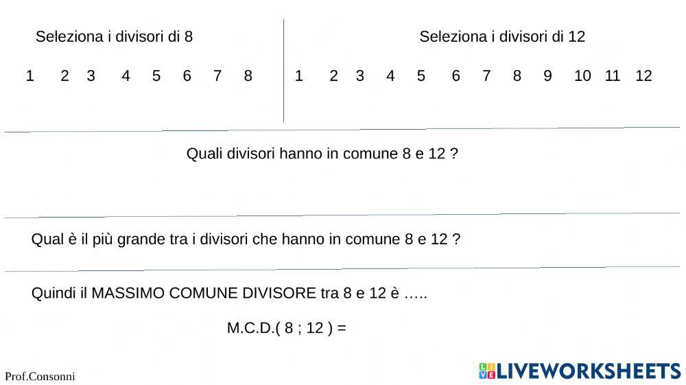 Seconda parte - PREPARAZIONE per la verifica su DIVISIBILTà MCD mcm ...