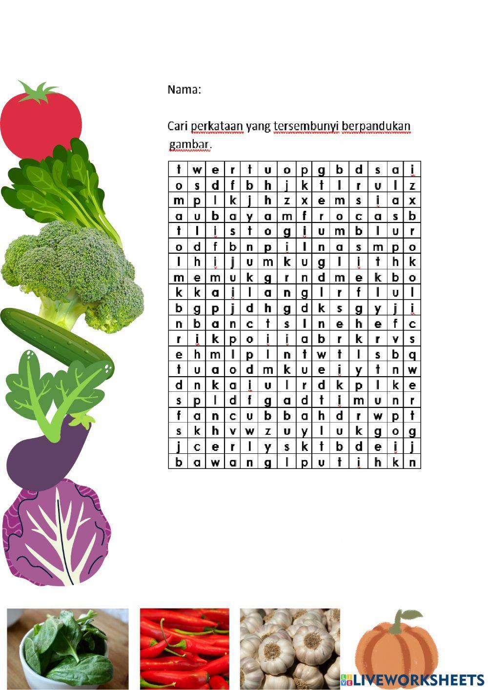 Sayur-sayuran | Free Interactive Worksheets | 1105928