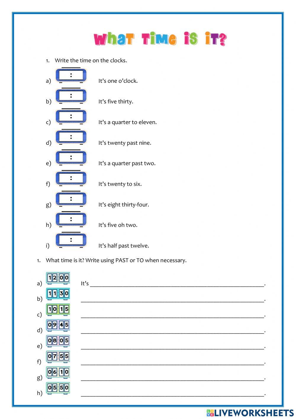 1106004 | What time is it? | teacherviv | LiveWorksheets