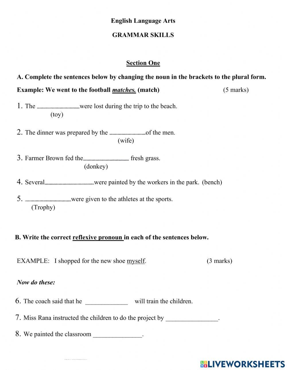 Ela worksheet for Grade 3 | Live Worksheets