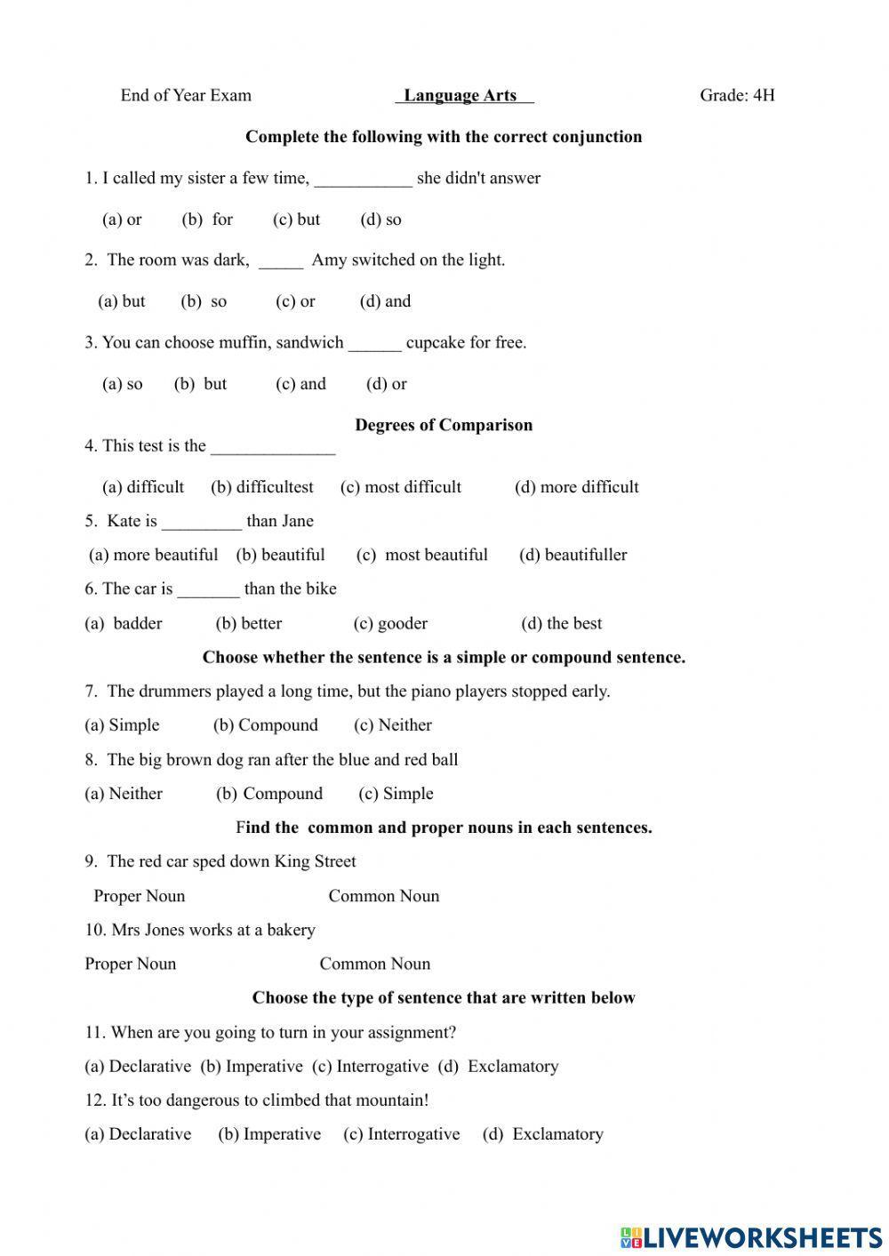 6641292 | Grade 4 Language Arts End of Year Exam