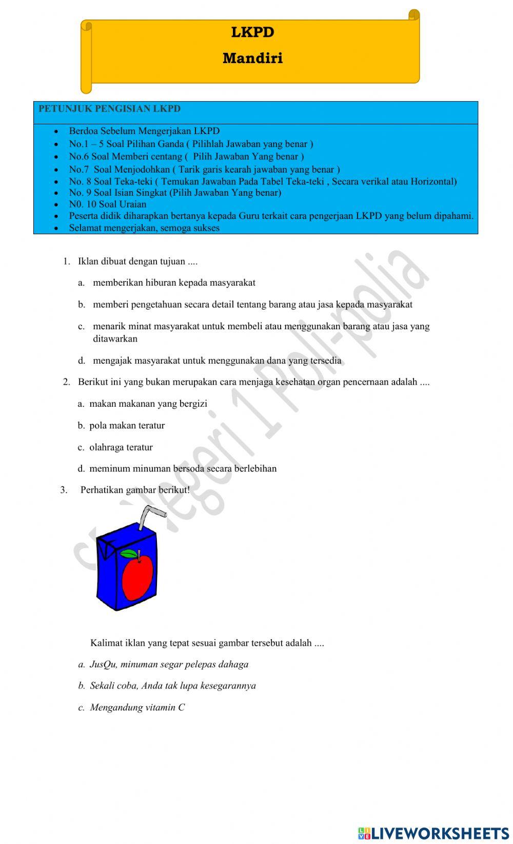 Lkpd 2 exercise for 5 | Live Worksheets