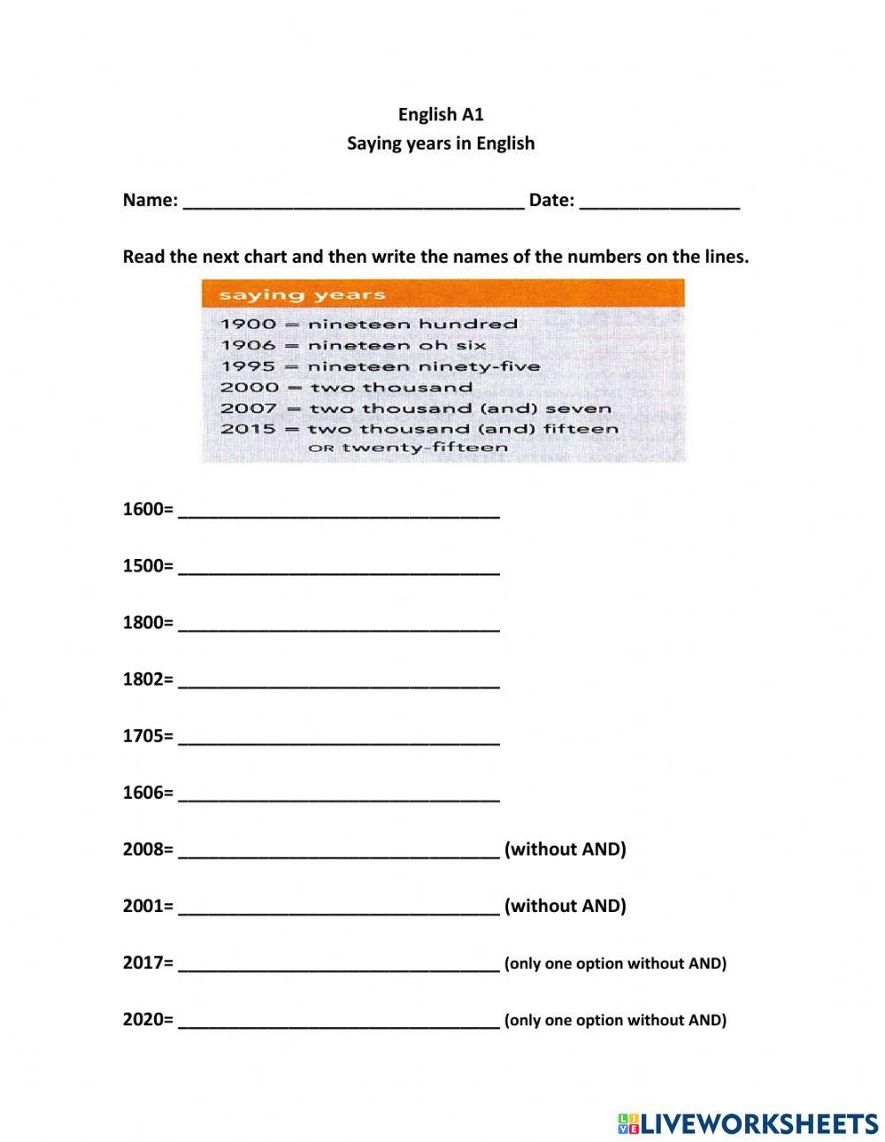 Saying Years In English Worksheet Live Worksheets saying-years-in-english-worksheet-live-worksheets