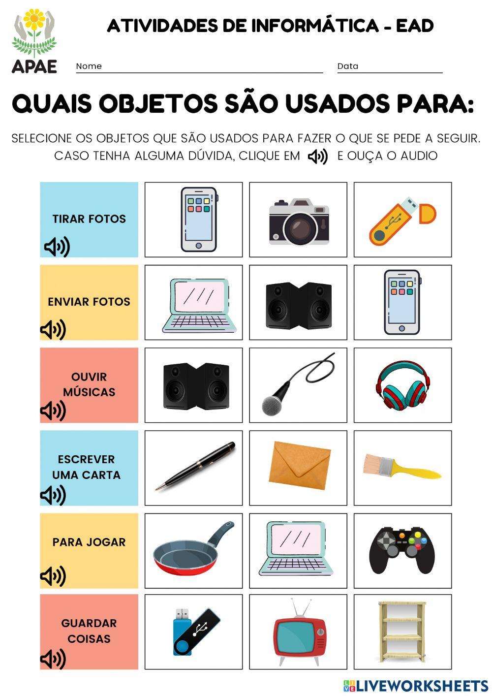 Funcionalidade de objetos worksheet | Live Worksheets