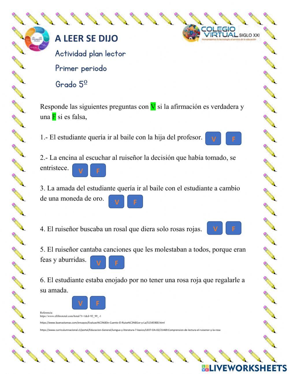 CONTROL DE LECT… | Free Interactive Worksheets | 5069400
